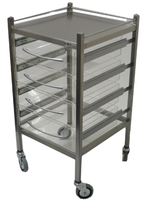 SS13VP - Perspex Draw Trolley - 4 Drawers - Emery Industries